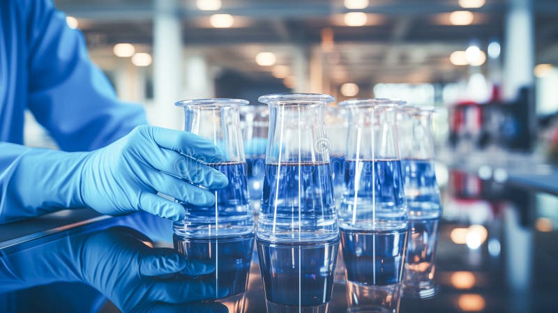 Laboratory beaker in hand stock illustration. Illustration of equipment ...