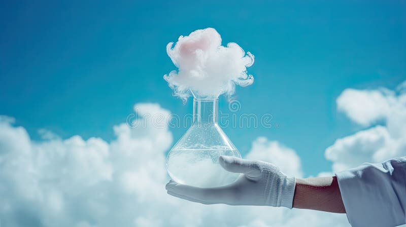 A Laboratory Beaker Held by an Analyst Wearing a Plastic Glove, Ample ...