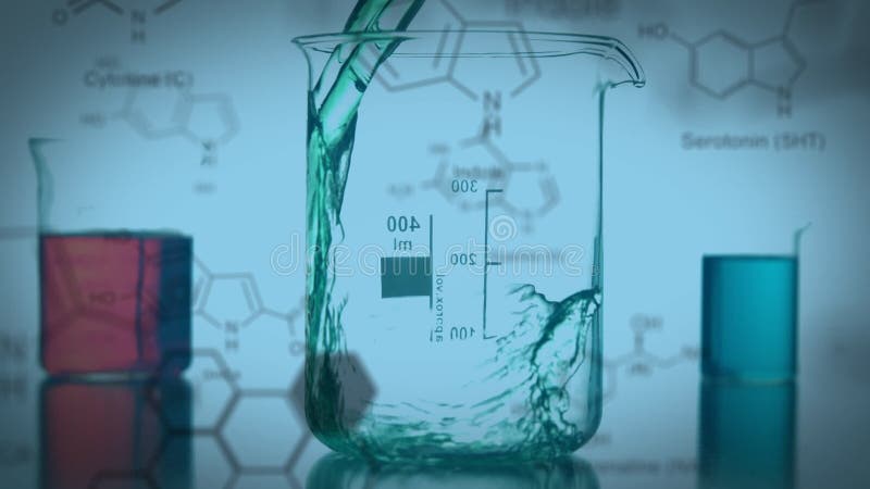 Laboratory Beaker with Data and Structural Formula of Chemical ...