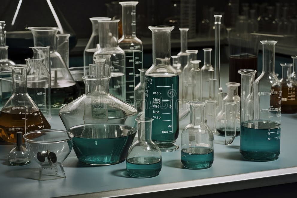 Laboratory, with Beakers and Flasks in Various Sizes, Being Used for ...