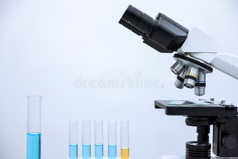 Laboratory Beakers, Microscope, Test Tubes with Liquid Science ...