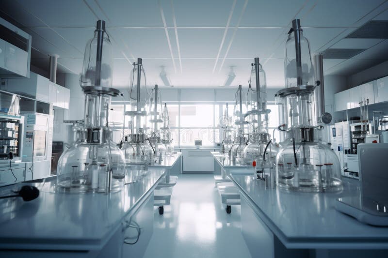 A Laboratory with Blue Lights Inside with Generative AI Stock ...