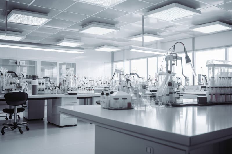 A Laboratory with Blue Lights Inside with Generative AI Stock ...