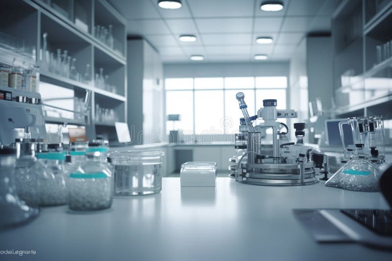 A Laboratory with Blue Lights Inside with Generative AI Stock ...
