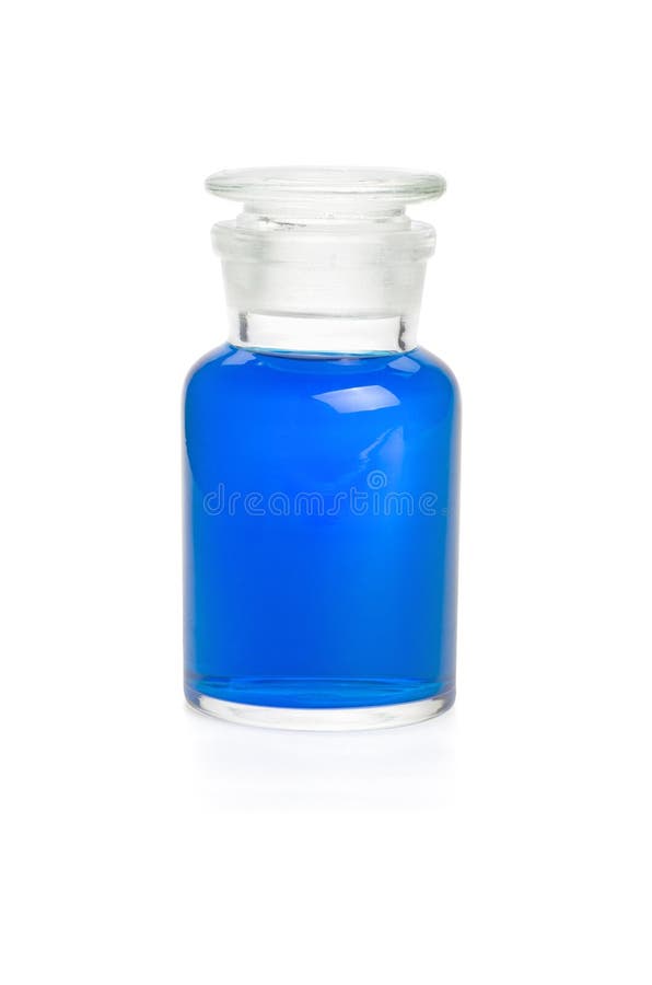 Laboratory Bottle with Blue Liquid Stock Photo - Image of biochemistry ...