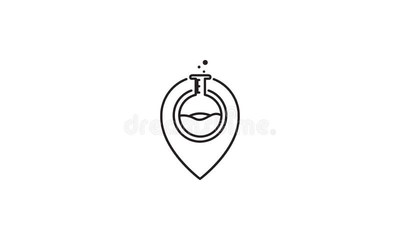 Laboratory Bottle with Pin Map Location Logo Symbol Vector Icon ...
