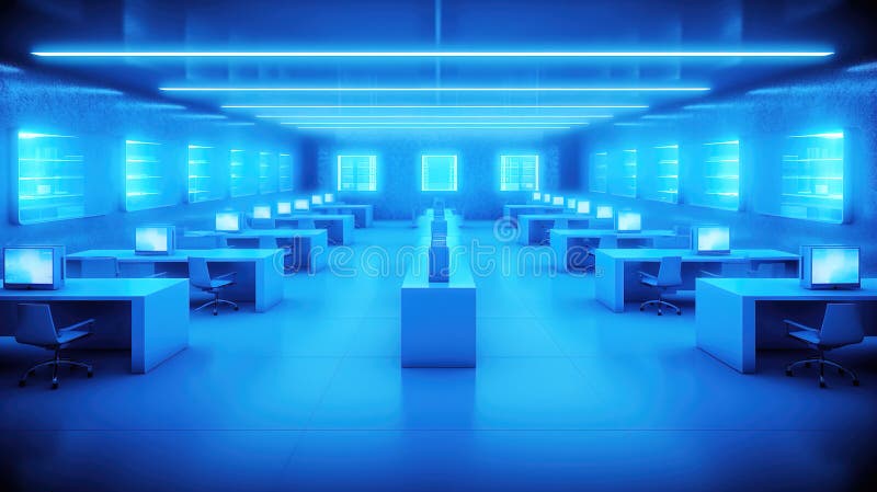 A Laboratory Computer Office Room Mockup, Ai Generated Image Stock ...