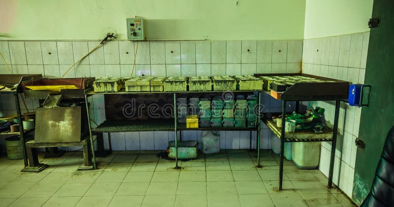 Laboratory of a Concrete Plant. on the Table Samples of Concrete Stock ...