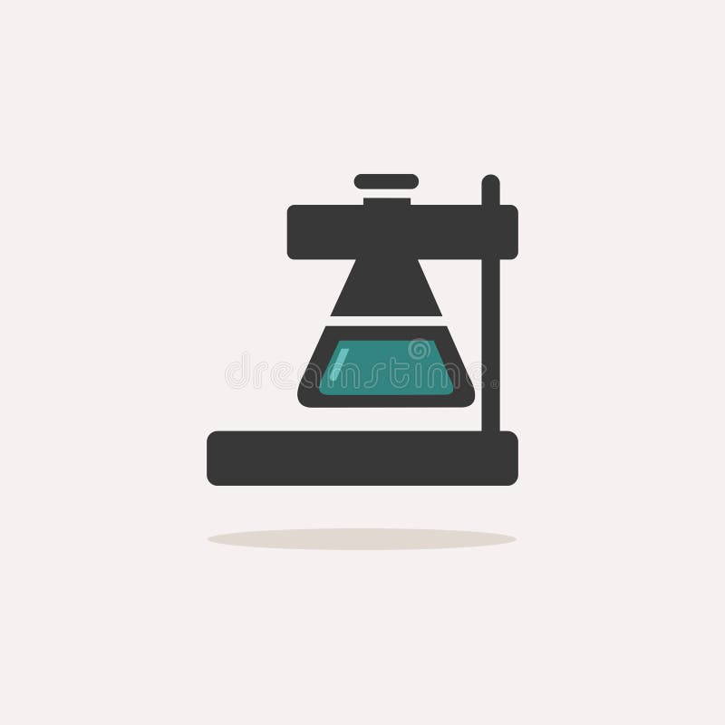 Conical Flask Icon with Two Leaves. Erlenmeyer Laboratory Instrument ...