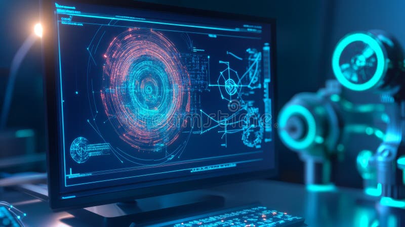Laboratory Console Displaying Innovatively Designed Proton Collision ...