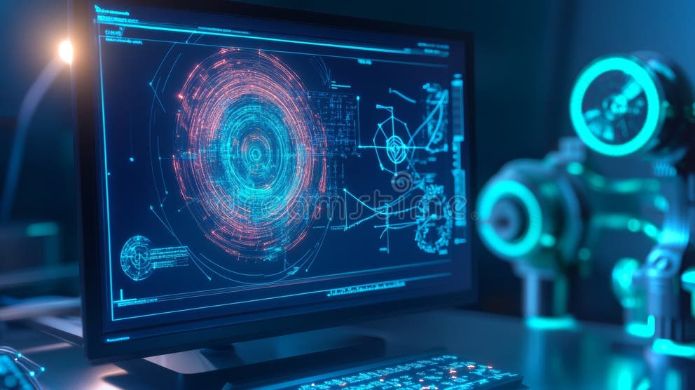 Laboratory Console Displaying Innovatively Designed Proton Collision ...