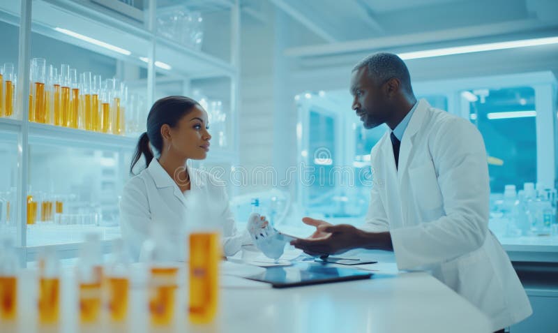 Laboratory Discussion between Scientists, Two Professionals Engaged in ...