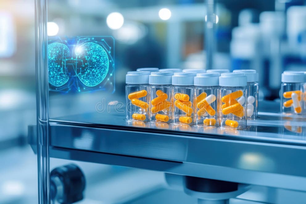 Laboratory Display of Pharmaceutical Vials with Advanced Technology ...