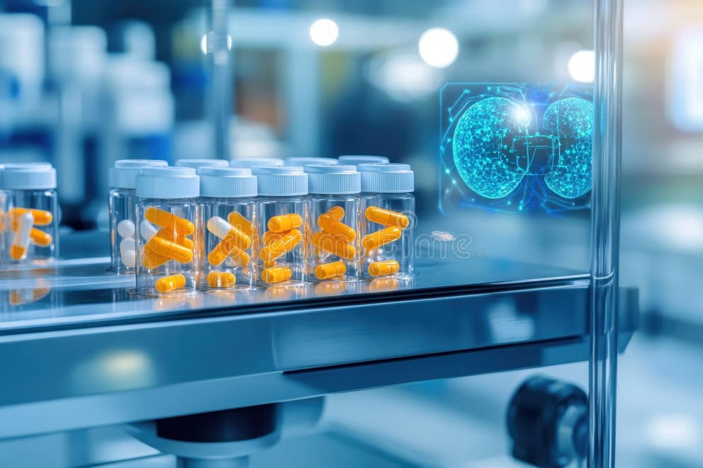 Laboratory Display of Pharmaceutical Vials with Advanced Technology ...