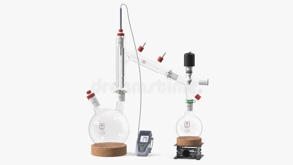 Laboratory Distillation Setup with Digital Thermometer Display Stock ...