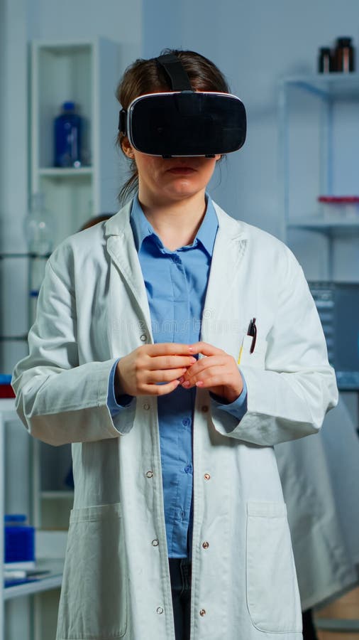 Laboratory Doctor Experiencing Virtual Reality in Neurological Lab ...