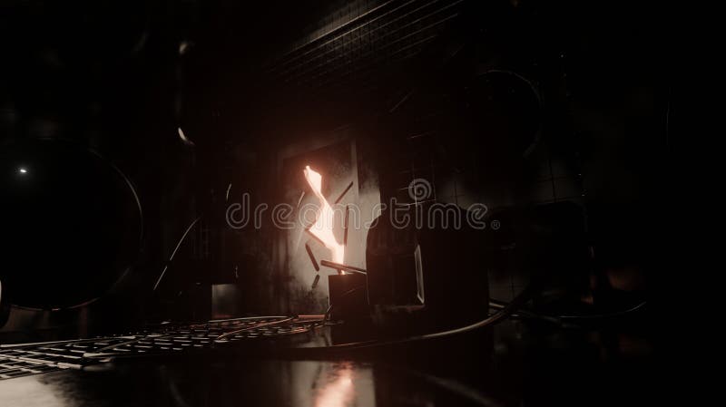 Laboratory Door with Lighting Underground in Dark Scene Stock ...