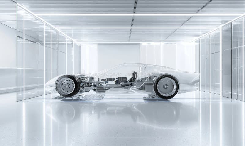 In a Laboratory, Electric Car Research and Development with a Pack of ...