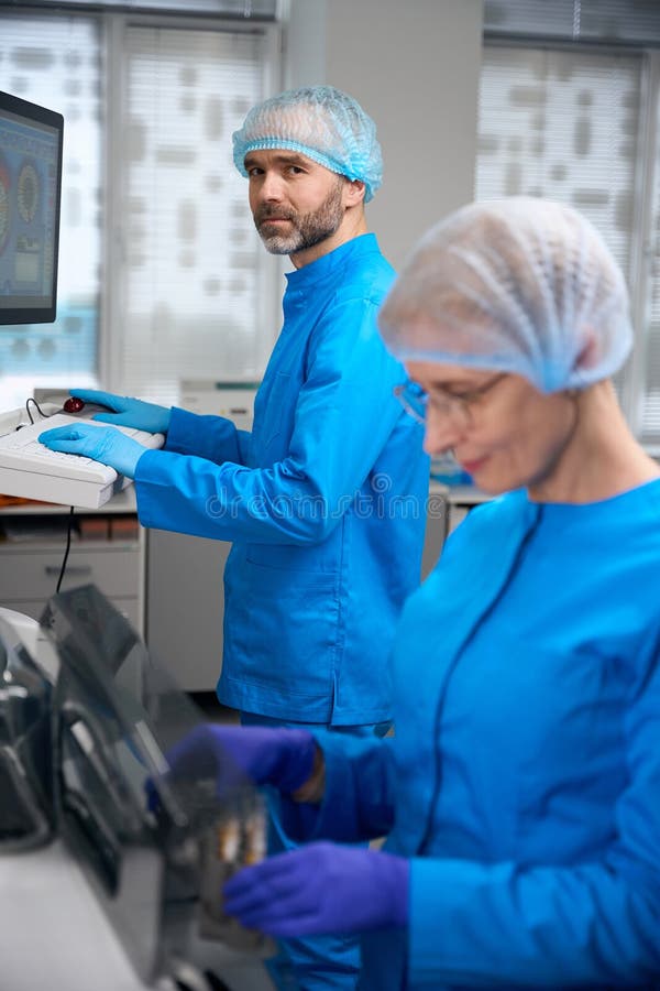 Laboratory Employees Use Modern Devices in Their Work Stock Image ...