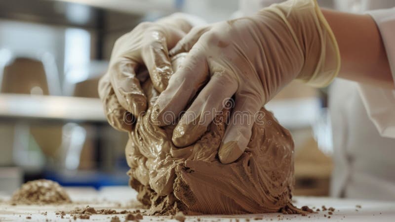 In a Laboratory Environment a Closeup of a Scientists Hands Carefully ...