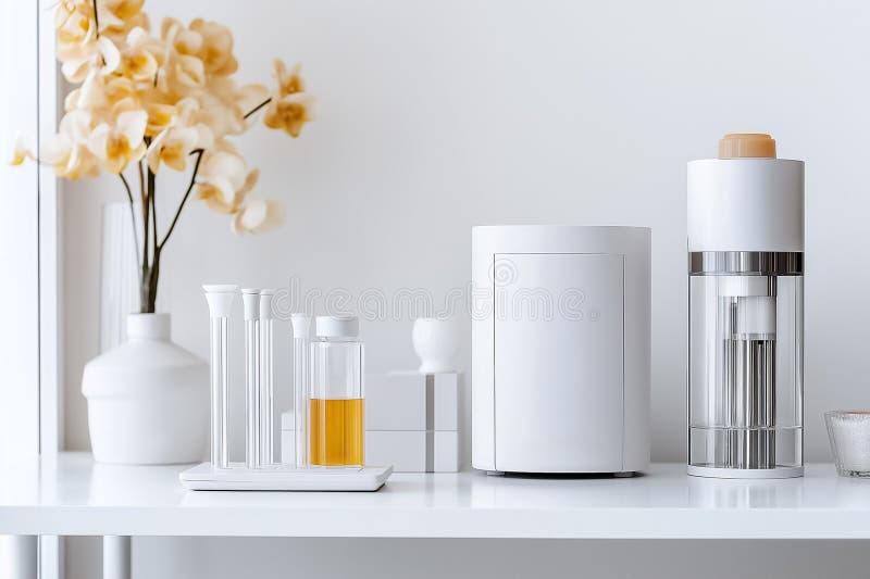Laboratory Equipment Arranged on White Table Displaying Test Tubes and ...