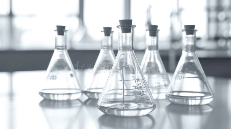 Laboratory Equipment Beakers and Flask with Backlight in Different ...