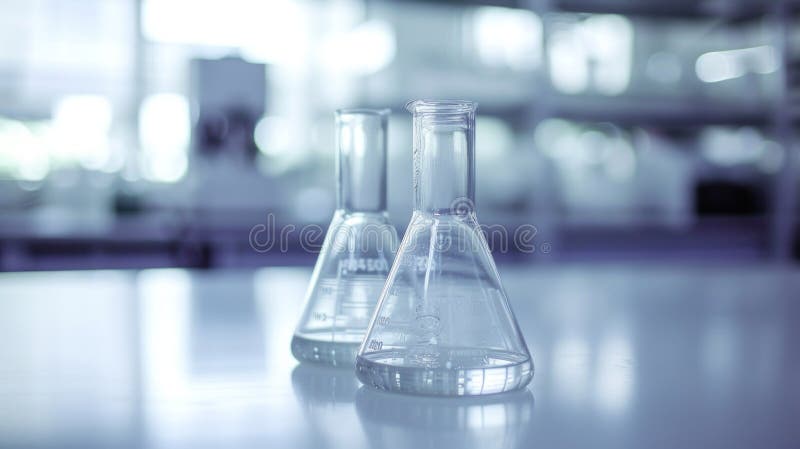Laboratory Equipment Beakers and Flask with Backlight in Different ...