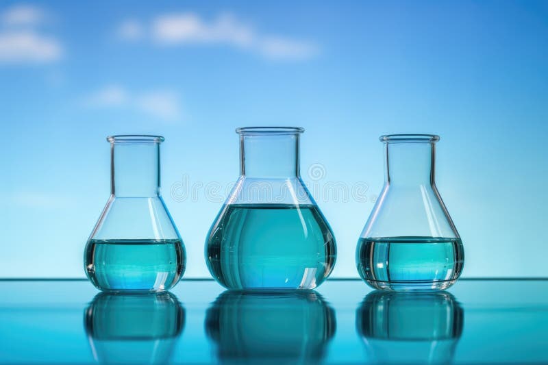 Laboratory Equipment Beakers and Flask with Backlight in Different ...
