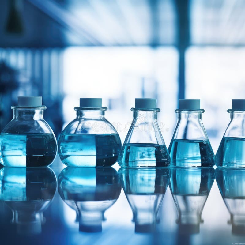 Laboratory Equipment Beakers and Flask with Backlight in Different ...