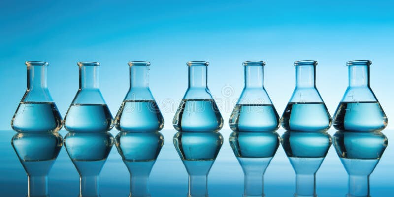 Laboratory Equipment Beakers and Flask with Backlight in Different ...