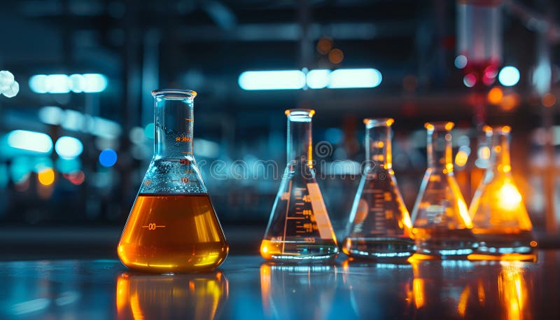 Laboratory Equipment Beakers and Flask with Backlight in Different ...