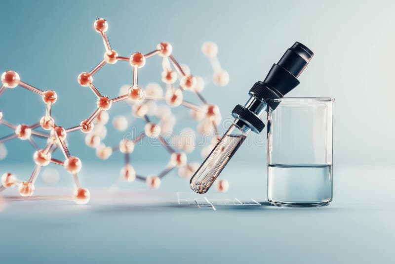 Laboratory Equipment with Dropper and Molecular Structure, Volatile ...