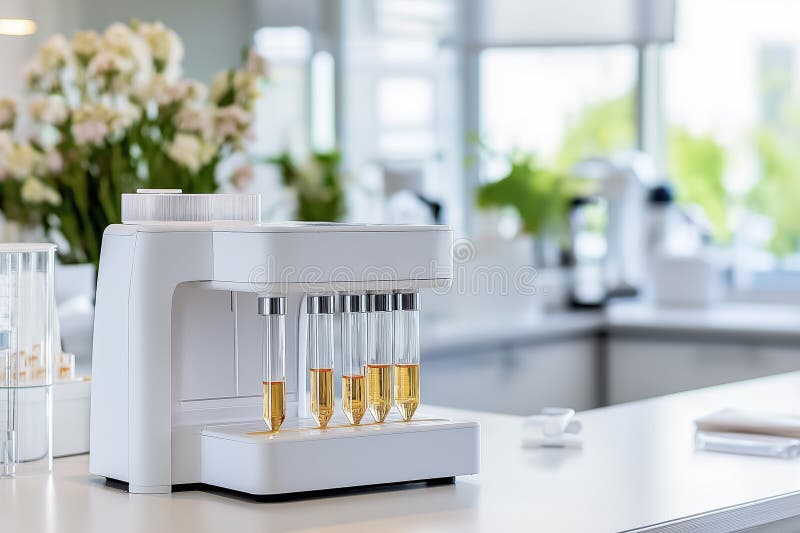 Laboratory Equipment Extracting Liquid Samples from Test Tubes. Bright ...