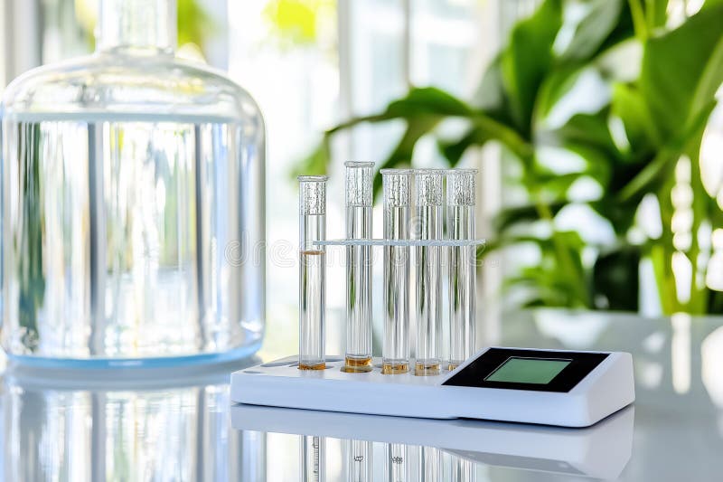 Laboratory Equipment Featuring Test Tubes Filled with Clear Liquid ...