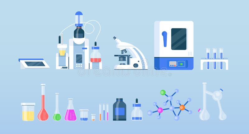 Laboratory Equipment Flat Color Vector Objects Set Stock Vector ...