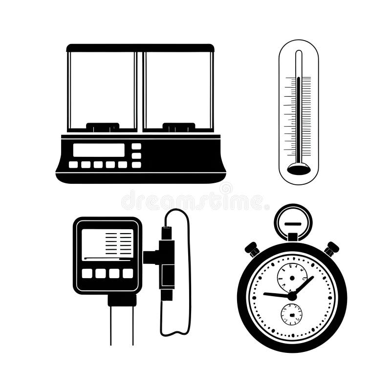 Laboratory Equipment Icons Set. Black and White Icon Set Stock ...