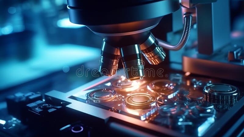 Laboratory Equipment - Optical Microscope. Close-up Stock Illustration ...