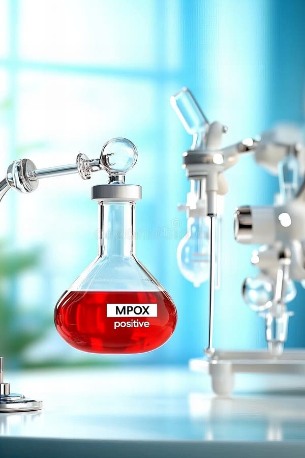 Laboratory Equipment with Red Liquid Indicating Mpox Positive Test ...