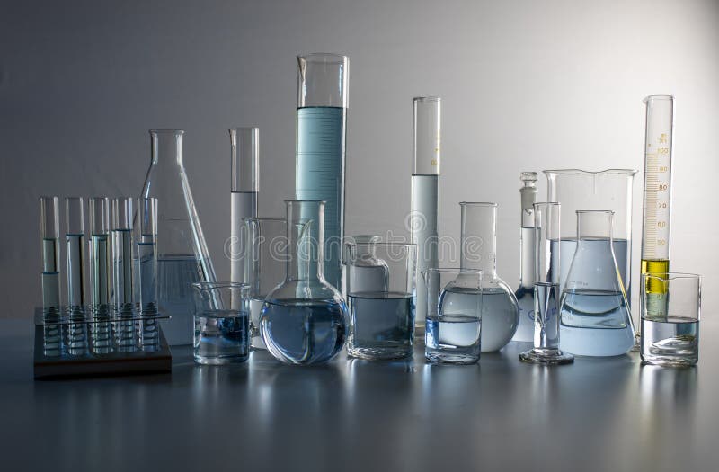 Laboratory Equipment Such As Beakers, Flasks, Cylinders and Test Tubes ...