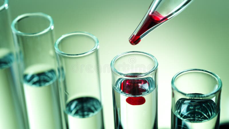 Laboratory Equipment, in Test Tubes Drops Red Liquid Stock Image ...