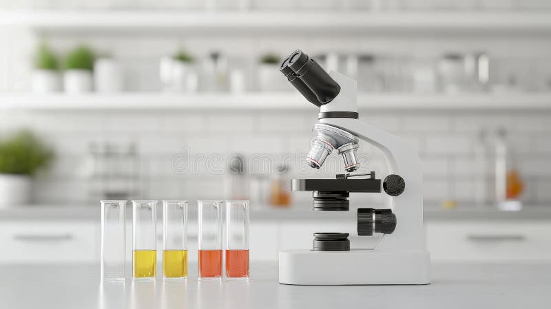 Laboratory Equipment with Test Tubes and Microscope Stock Illustration ...