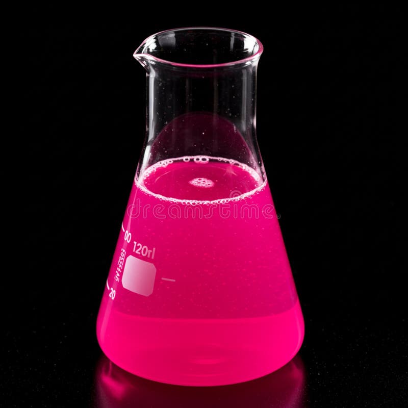 A Laboratory Erlenmeyer Flask Filled with Bright Pink Liquid is ...
