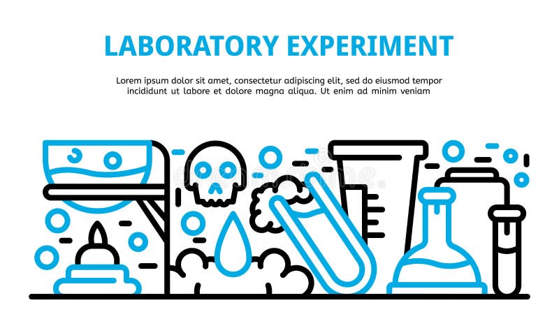 Laboratory Experiment Banner, Outline Style Stock Vector - Illustration ...