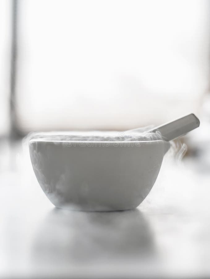 Laboratory Experiment with Liquid Nitrogen in Laboratory Mortar Stock ...