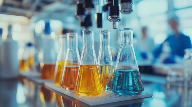 Laboratory Experiment Observing Various Colored Solutions Nestled in ...