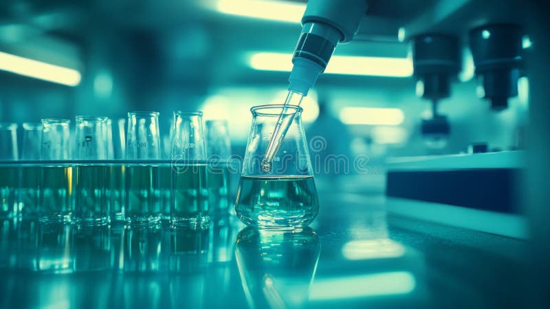 Laboratory Experiment Showing Liquid Transfer in Erlenmeyer Flask Stock ...