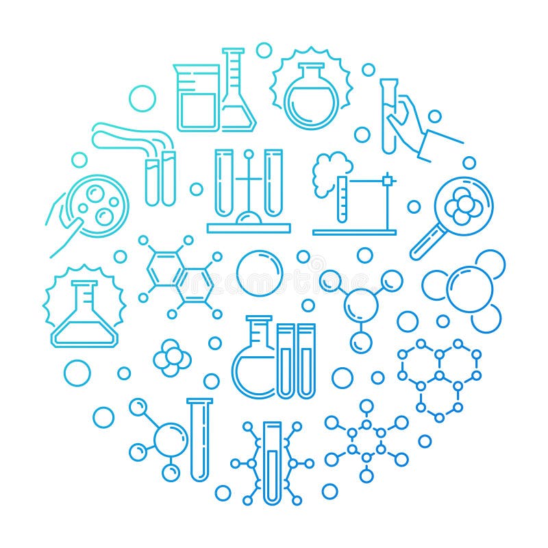 Laboratory Experiments Vector Blue Round Outline Illustration Stock ...