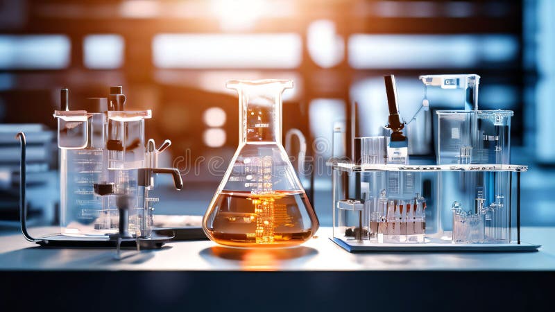 Laboratory Exploration Research Tools in Double Exposure Stock Illustration - Illustration of ...