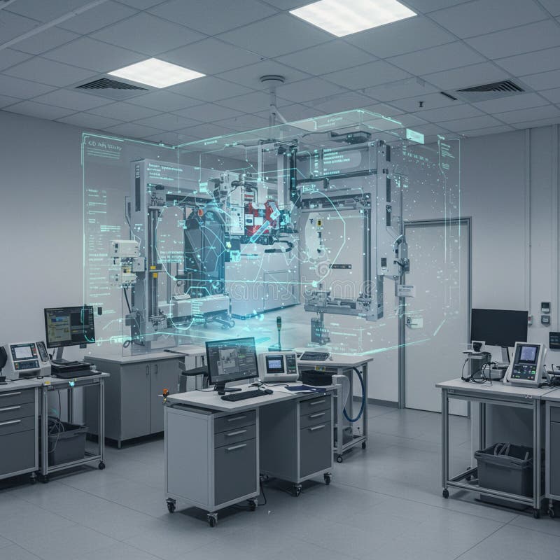 A Laboratory Features Modern Equipment and Workstations Organized ...