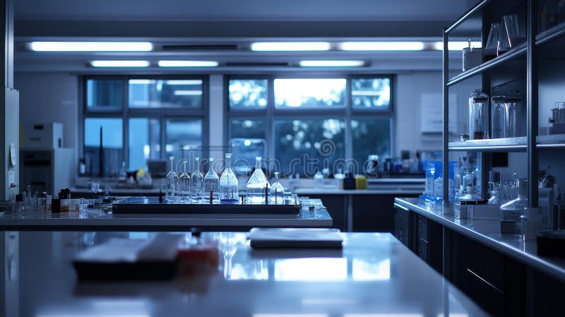 This Laboratory Features Various Glass Vessels and Instruments ...